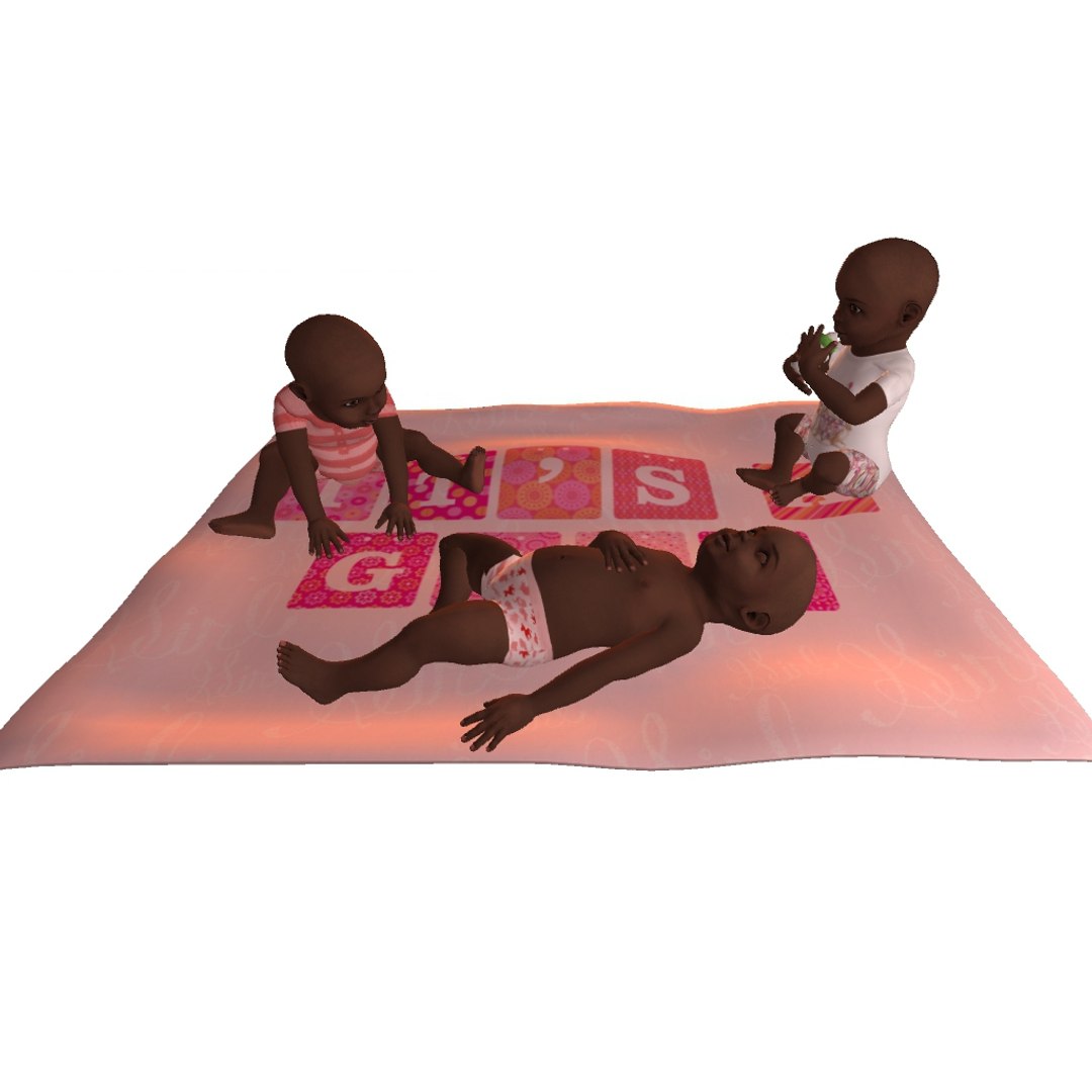 3ds Max Babies Static Poses Boy
