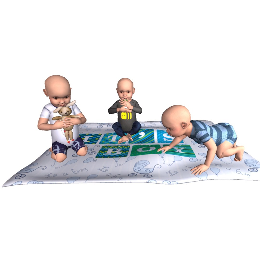 3ds Max Babies Static Poses Boy