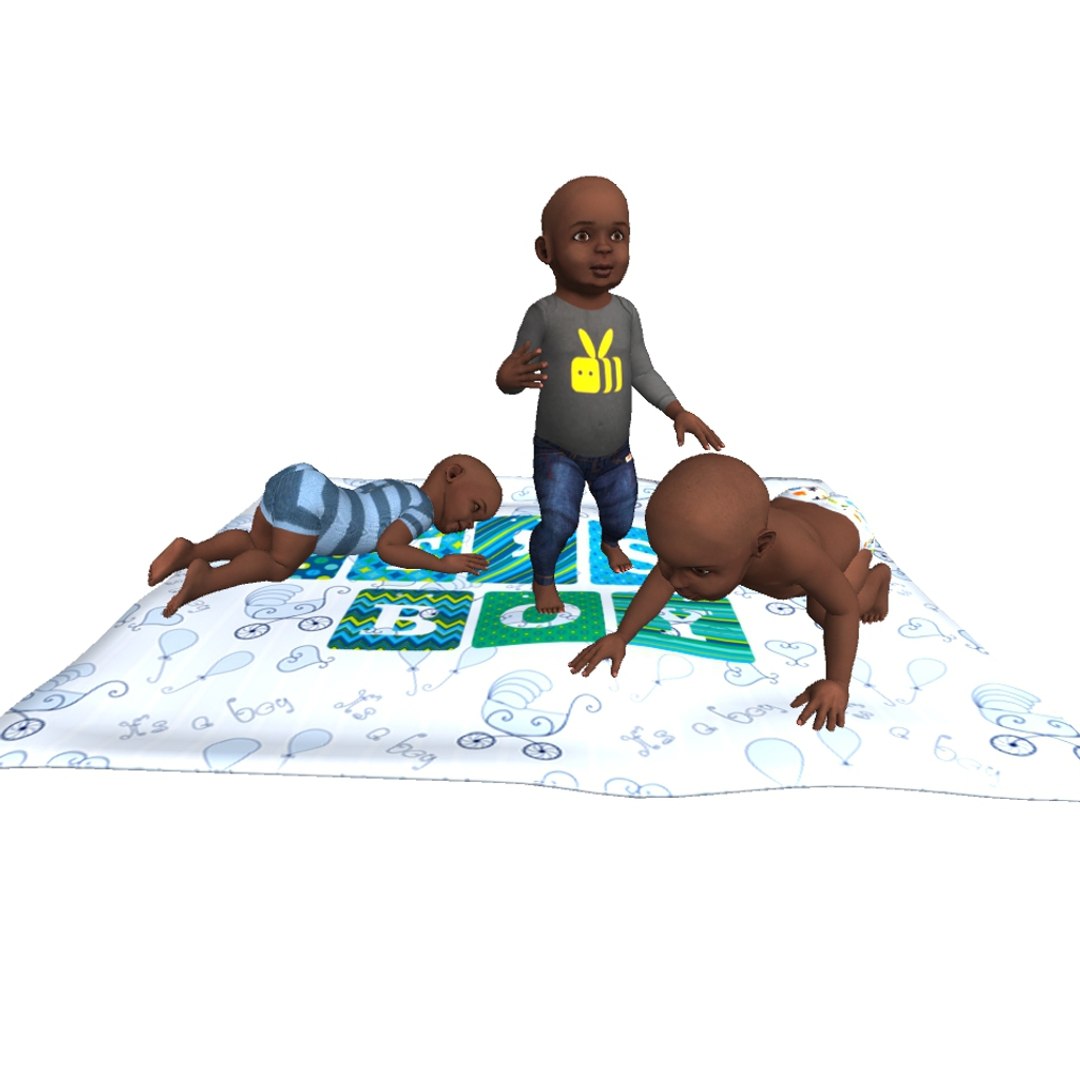 3ds Max Babies Static Poses Boy