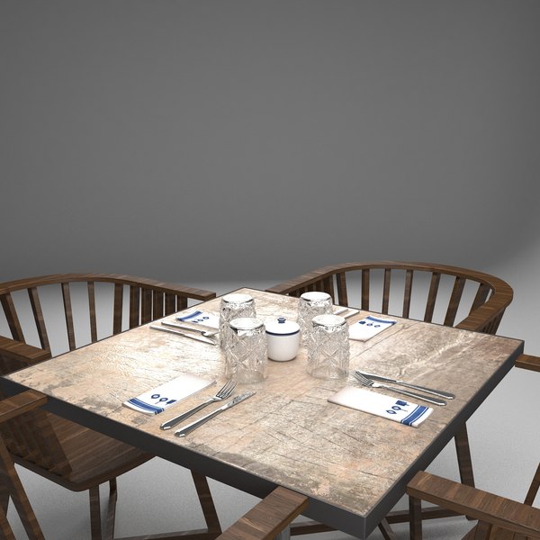 3d restaurant table chairs model