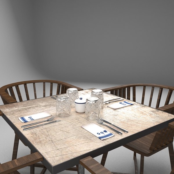 3d restaurant table chairs model