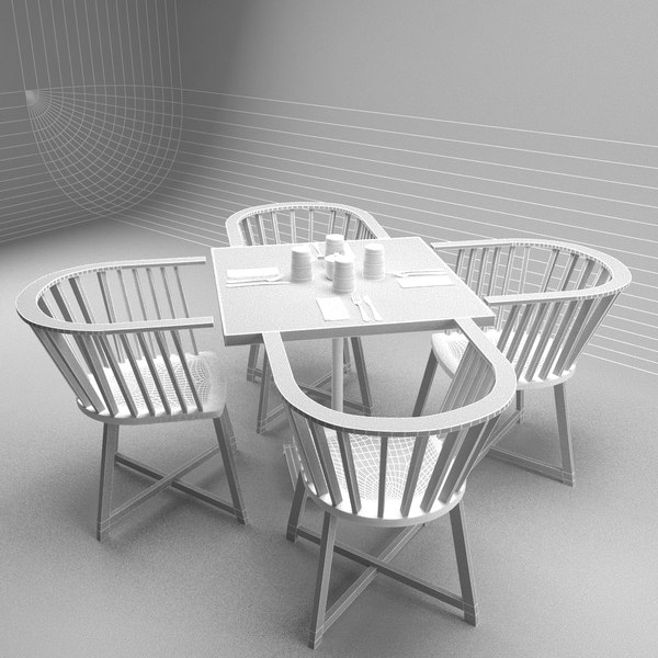 3d restaurant table chairs model