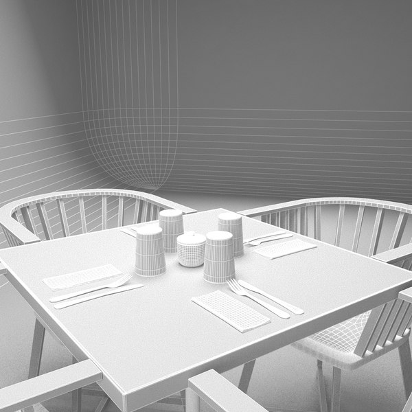 3d restaurant table chairs model