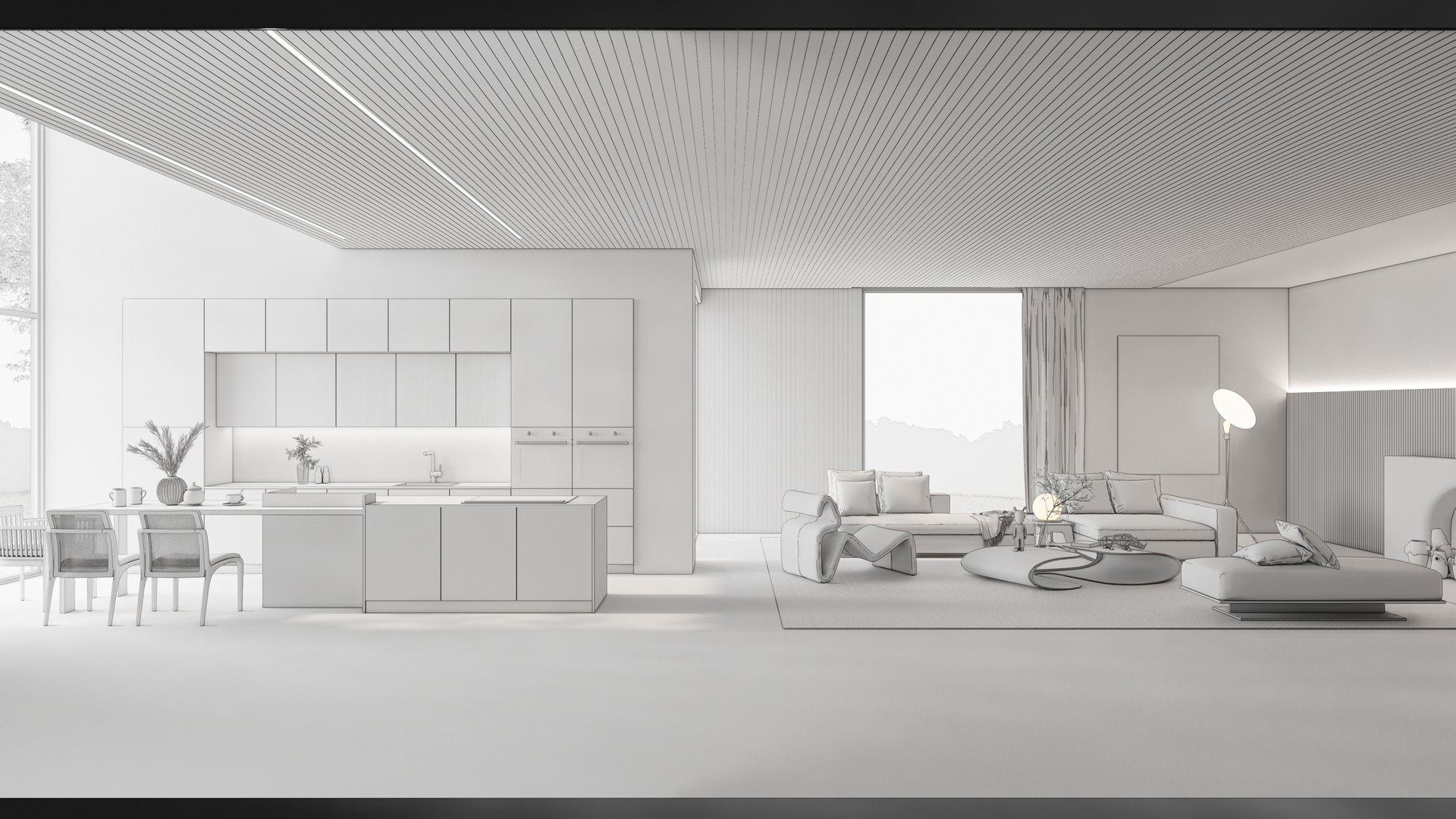 3D Living Room interior Full scene model - TurboSquid 2133569