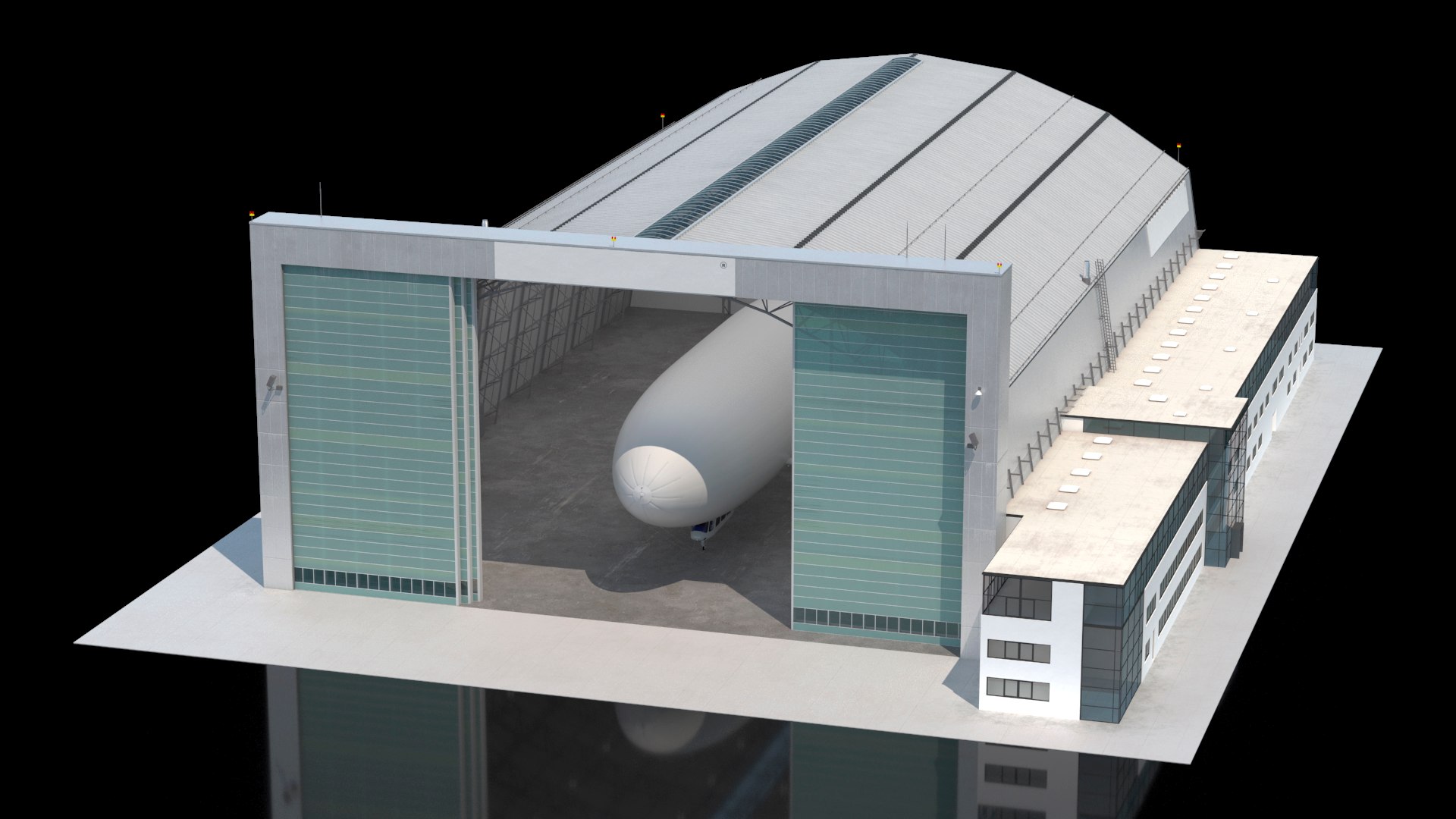 3D Airship Hangar with Blimp model - TurboSquid 1918275
