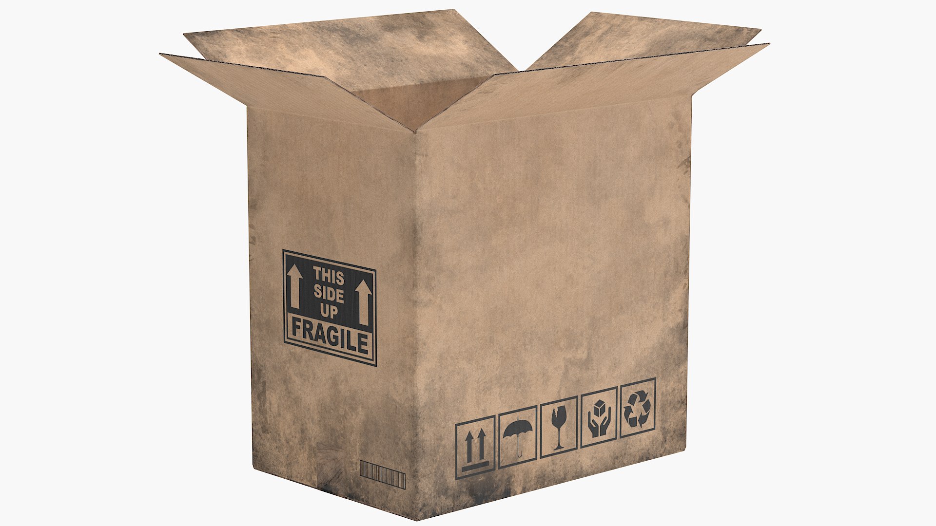 Cardboard Box 5 Worn Open 3D Model - TurboSquid 2185513
