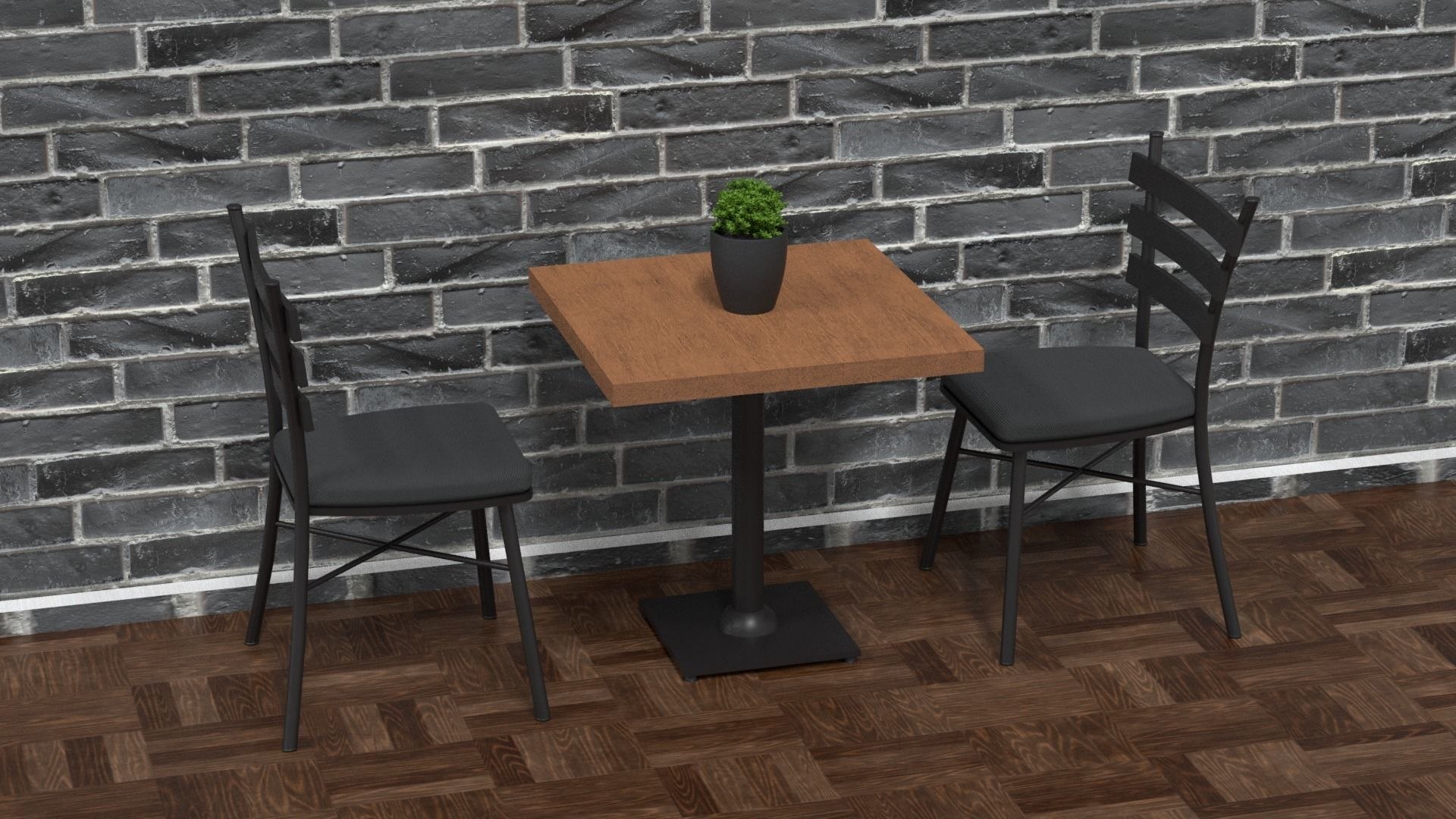 Cafe Table And Chairs 3D Model - TurboSquid 2133524