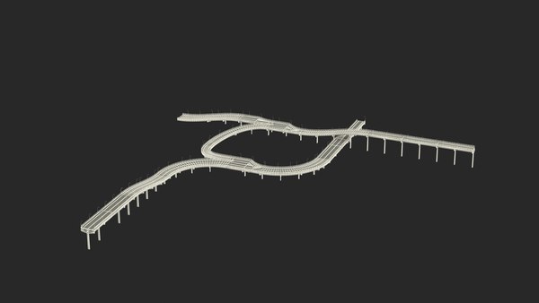Connectable Highway Road Elements Multi Level Interchange model ...