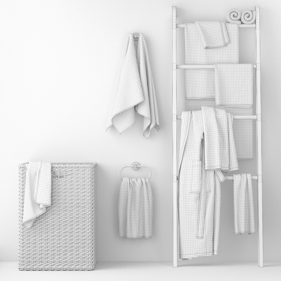 3D Bath Bathroom Towel Model - TurboSquid 1150093