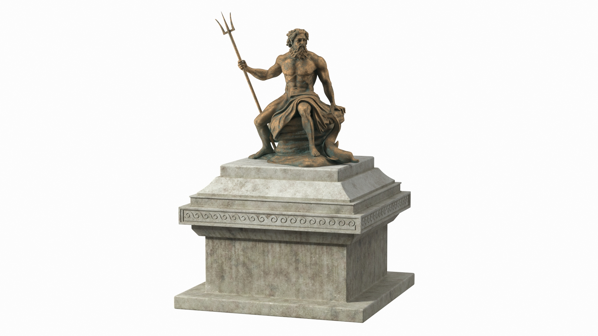 Poseidon Bronze Statue with Pedestal 3D model - TurboSquid 1769933