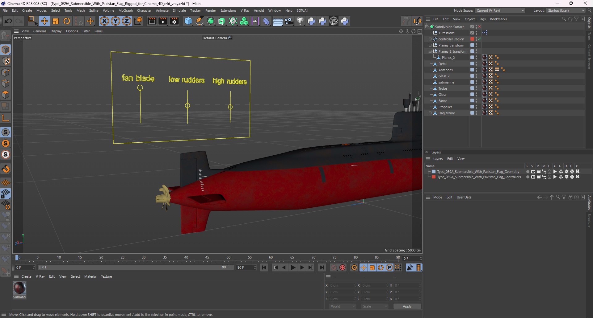 Type 039A Submersible With Pakistan Flag Rigged For Cinema 4D - TurboSquid 2429036