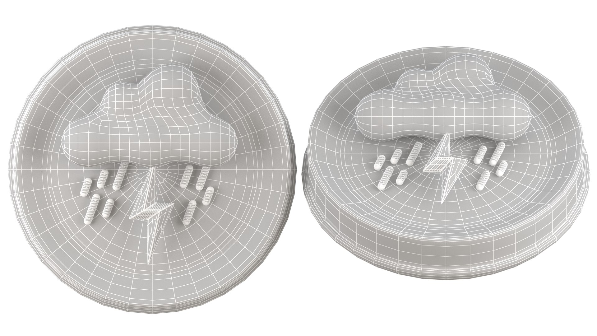Weather Symbols Lightning With Rain Model - TurboSquid 1718950