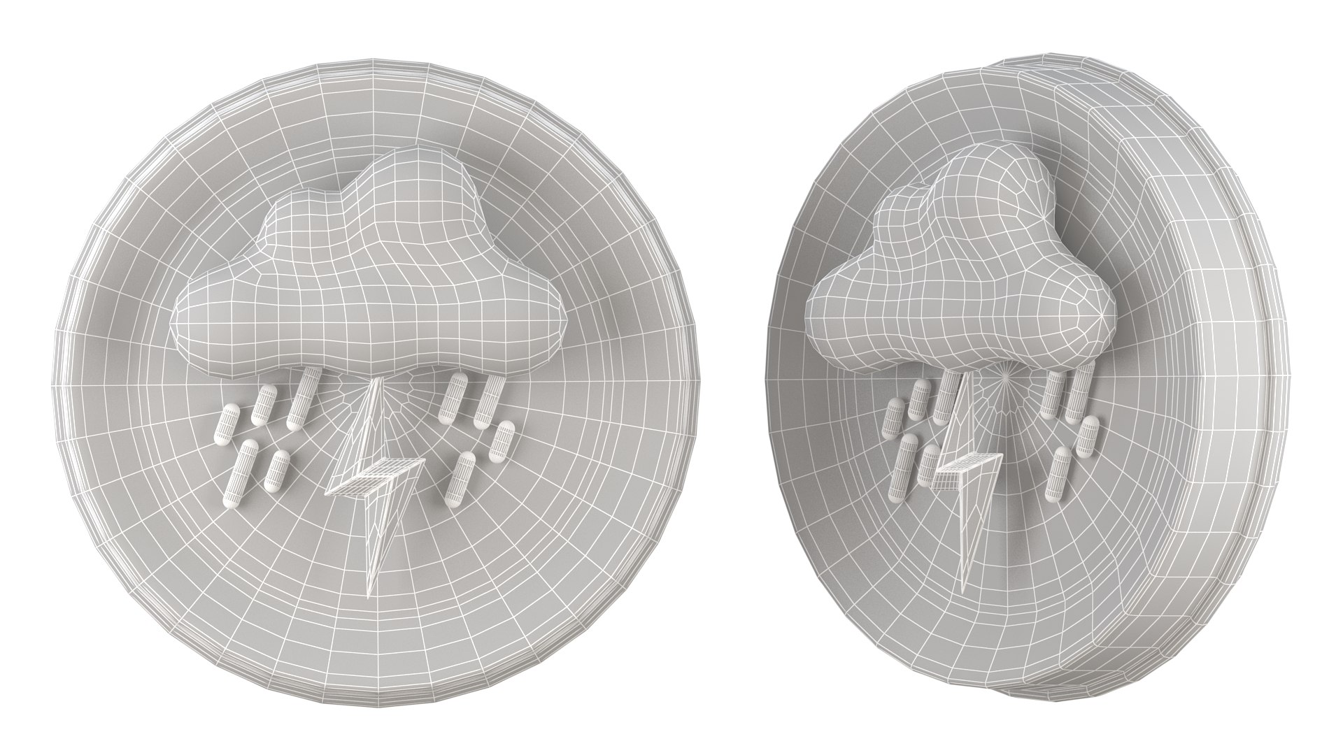 Weather Symbols Lightning With Rain Model - TurboSquid 1718950