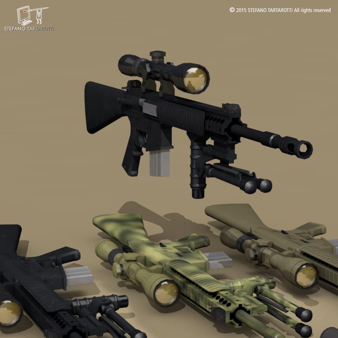 mk12 sniper rifle 3d model
