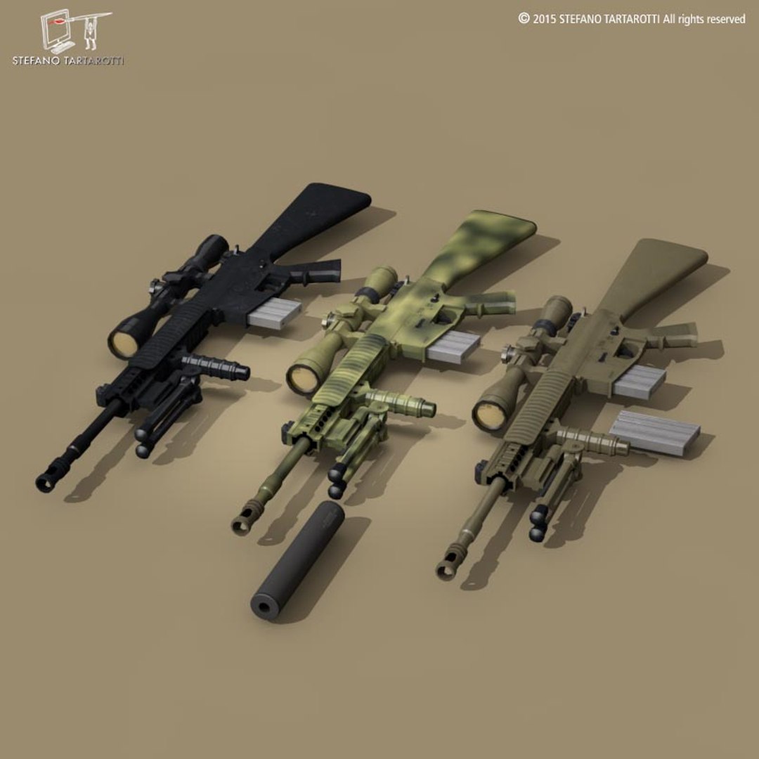 mk12 sniper rifle 3d model