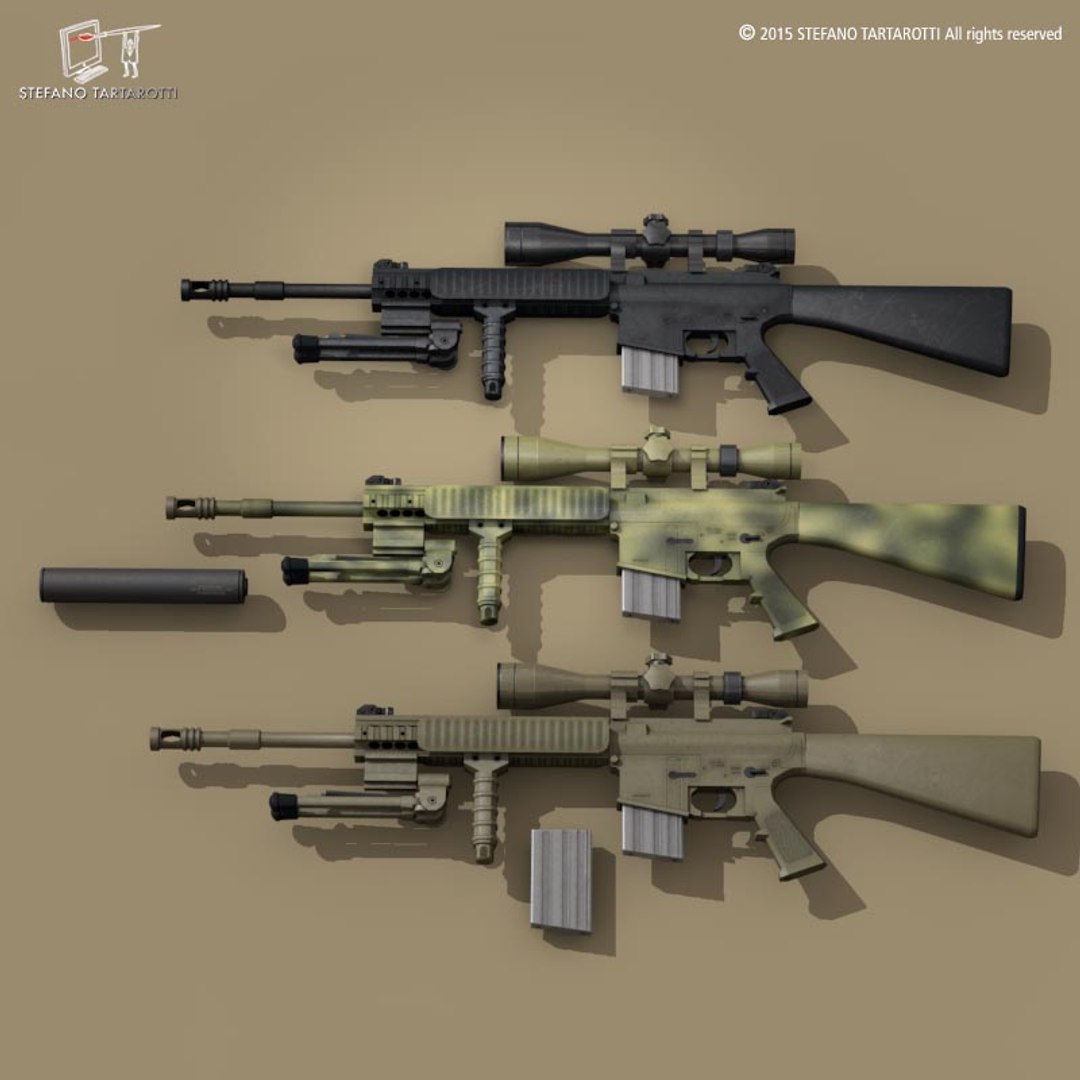 mk12 sniper rifle 3d model