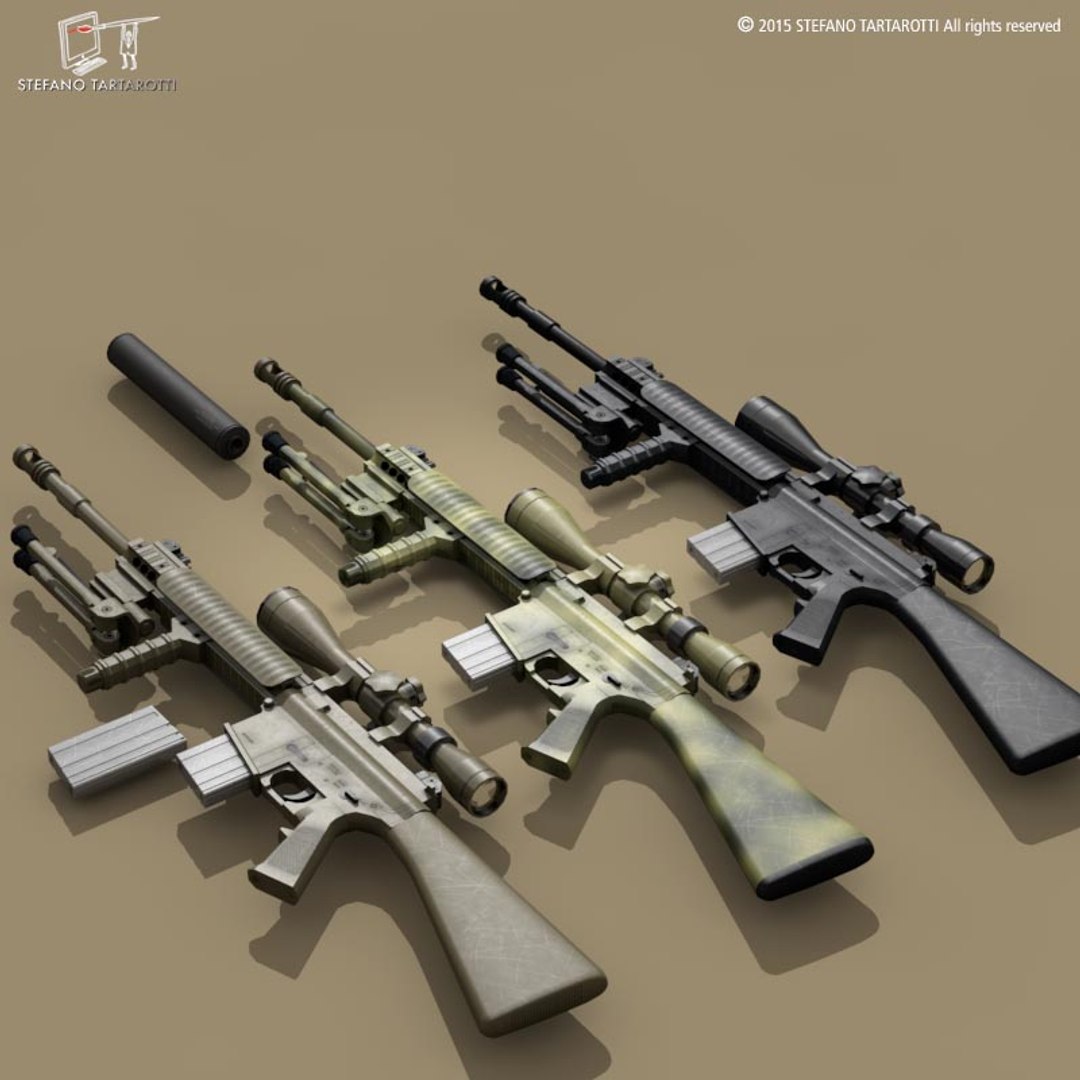 mk12 sniper rifle 3d model