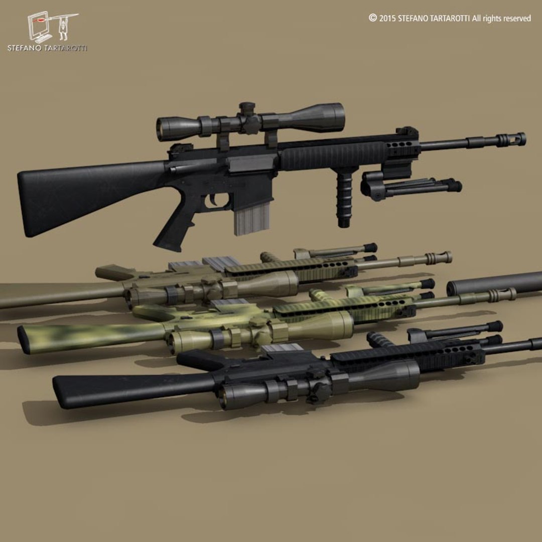mk12 sniper rifle 3d model