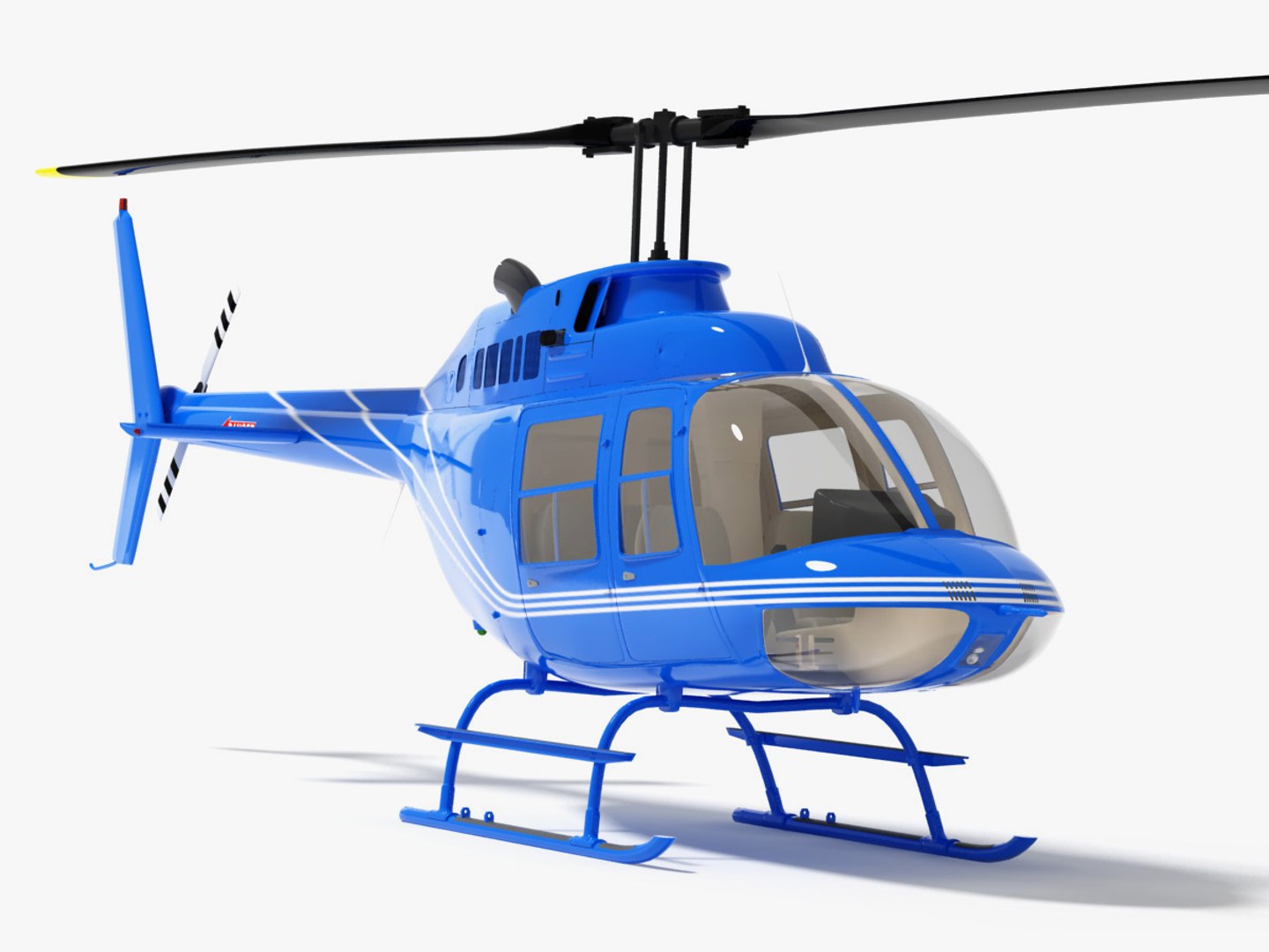 3d Bell 206 Jetranger Helicopter Model