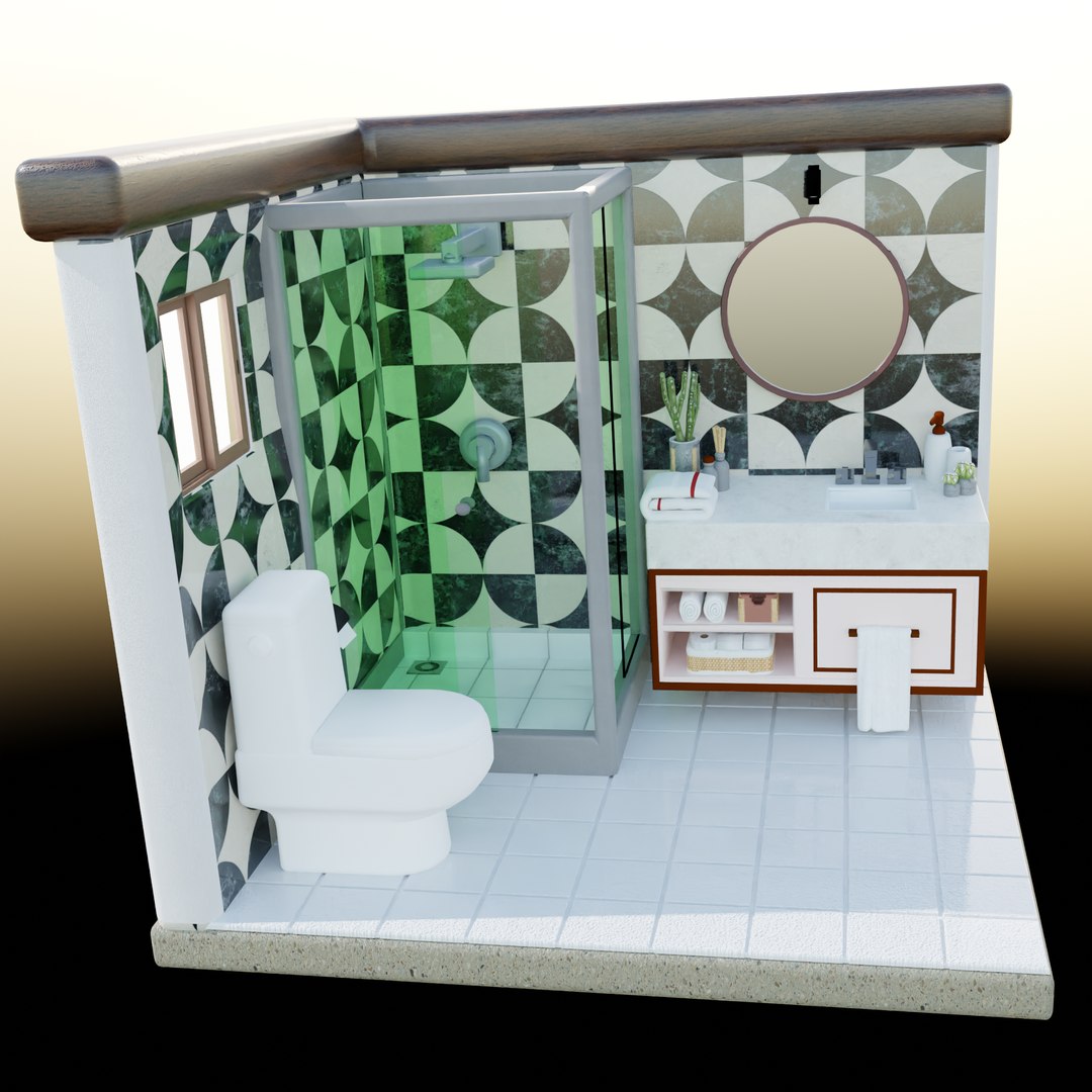 3D Isometric Bathroom Low Poly Model - TurboSquid 2159682