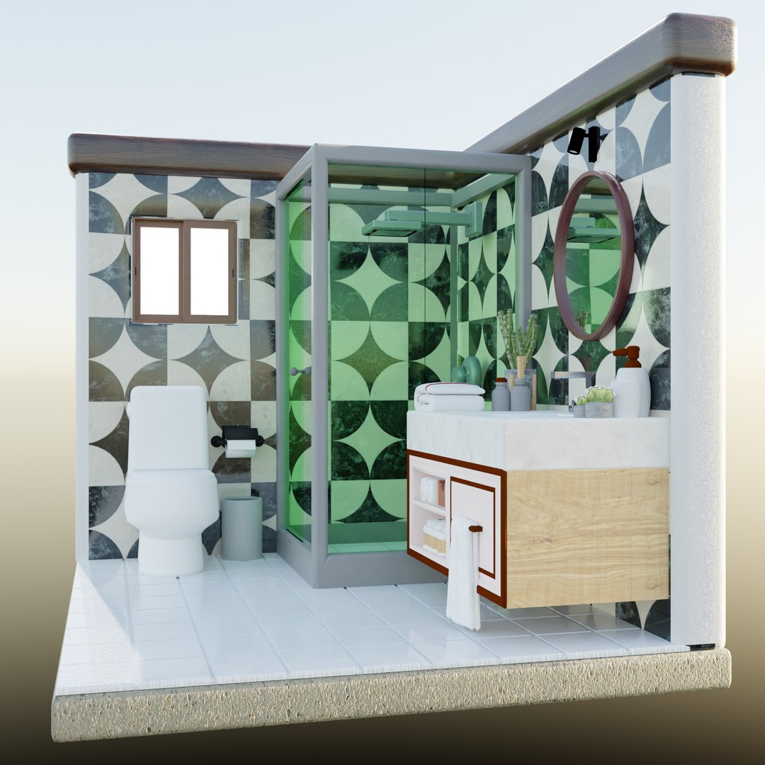 3D Isometric Bathroom Low Poly Model - TurboSquid 2159682