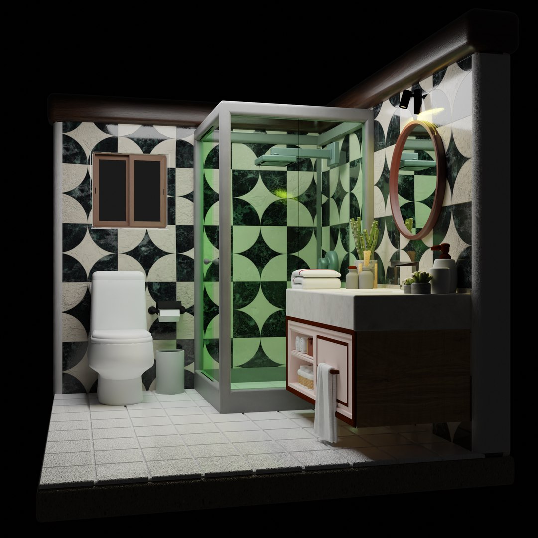 3D Isometric Bathroom Low Poly Model - TurboSquid 2159682