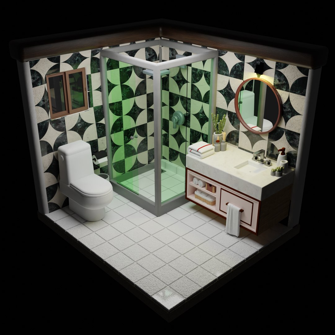 3D Isometric Bathroom Low Poly Model - TurboSquid 2159682