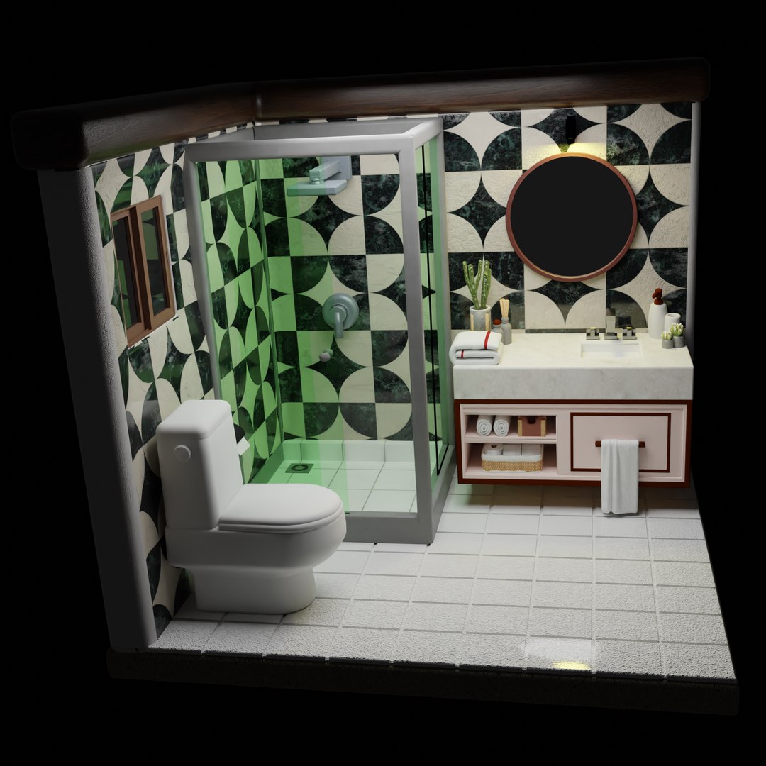 3D Isometric Bathroom Low Poly Model - TurboSquid 2159682
