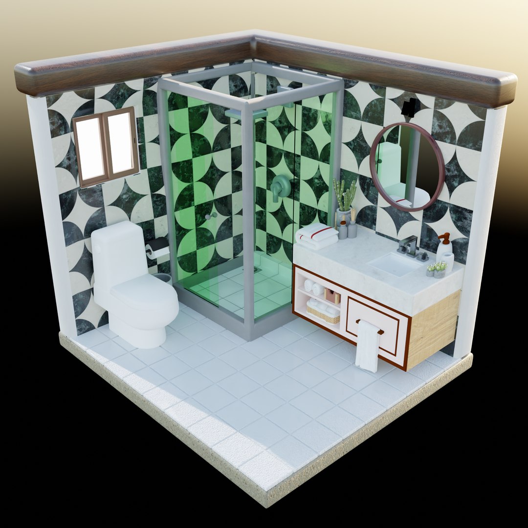 3D Isometric Bathroom Low Poly Model - TurboSquid 2159682
