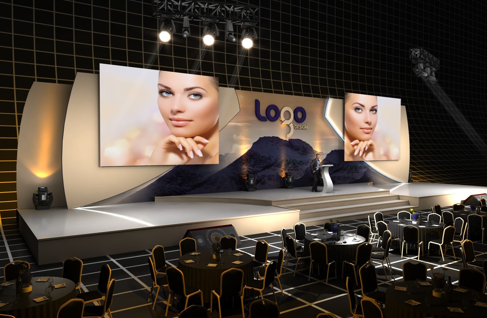 Stage Idea - Dual Screen -1 3D - TurboSquid 1977464