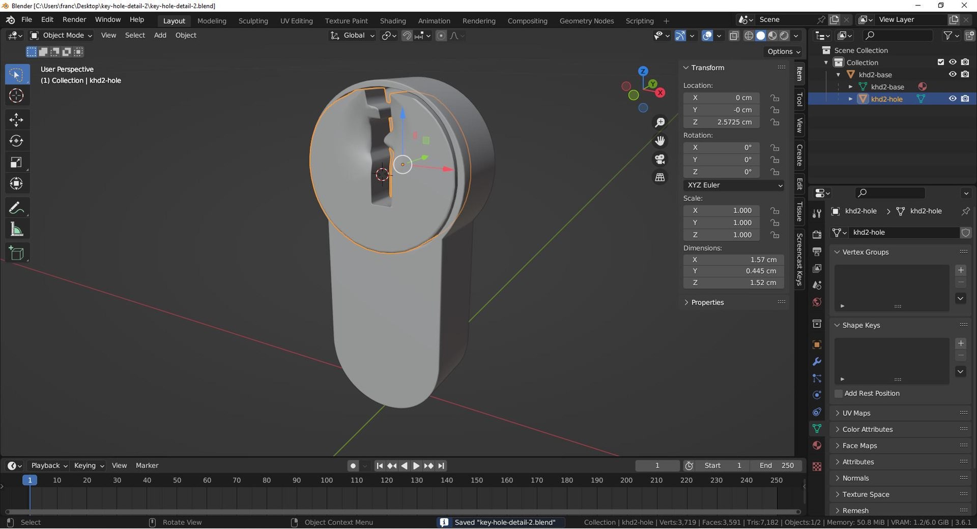 3D Model Key Hole Detail 2 - TurboSquid 2103511