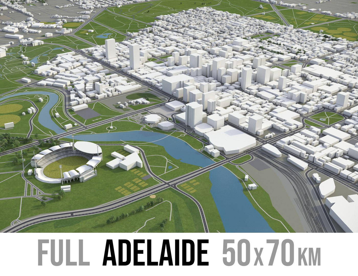 3D Model City Adelaide Surrounding - - TurboSquid 1427891