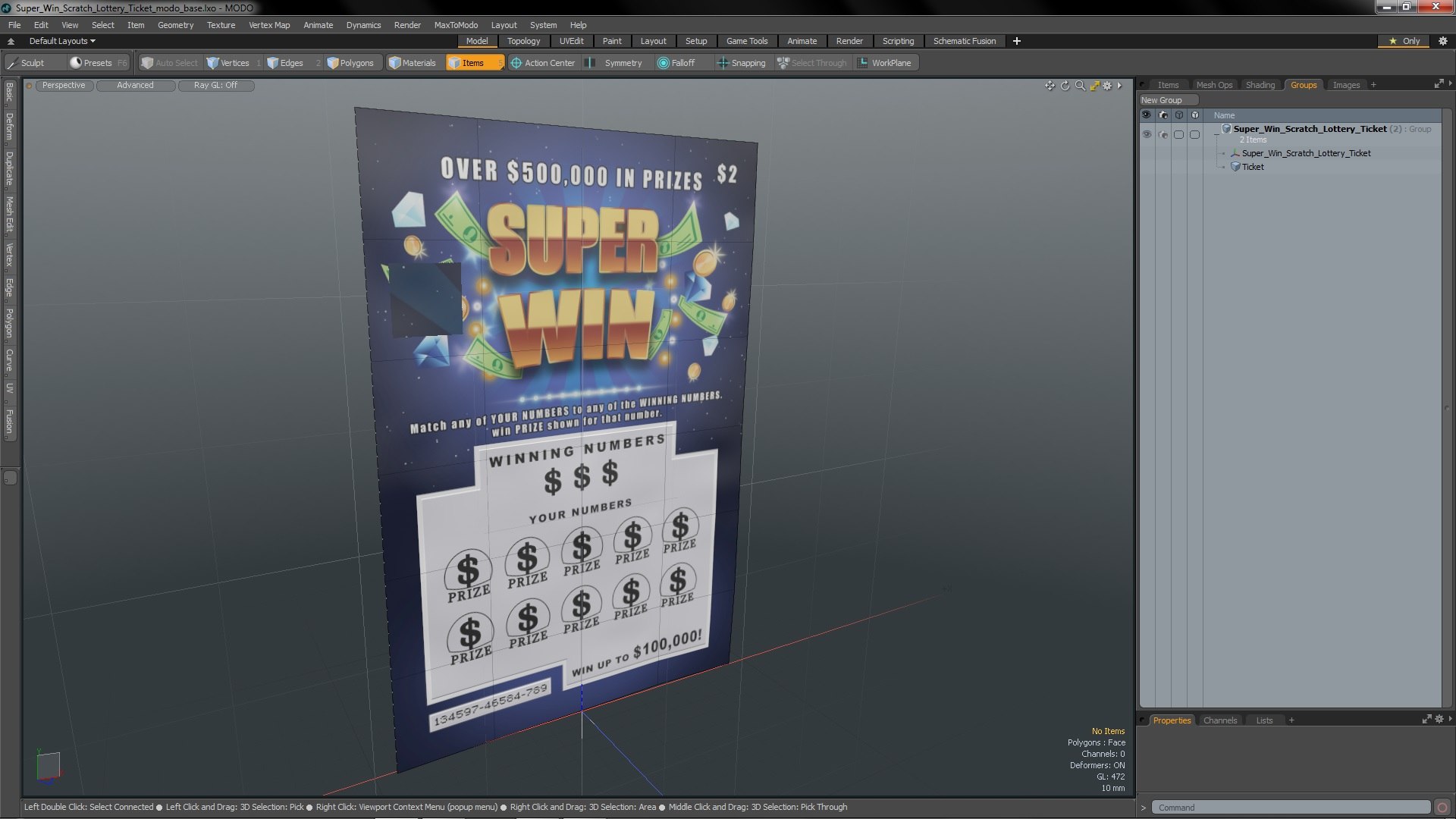 Super Win Scratch Lottery Ticket Model - TurboSquid 2115651