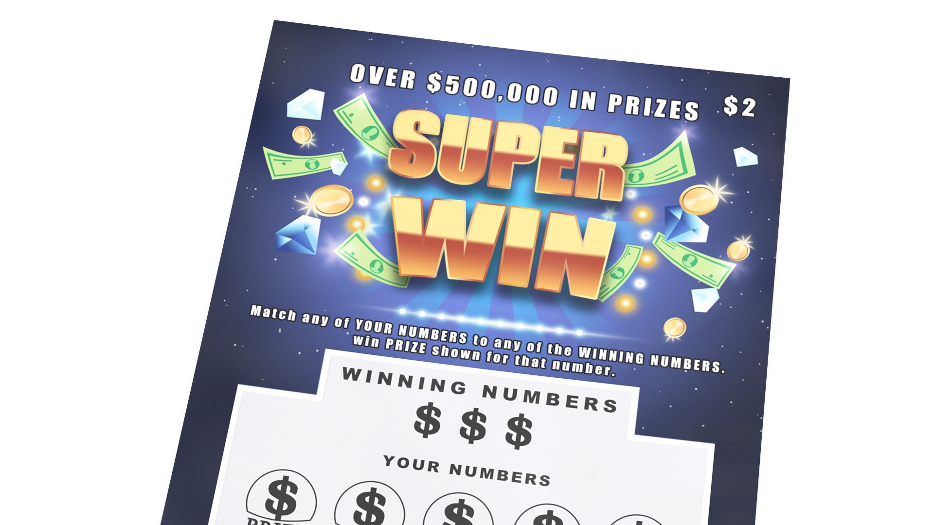 Super Win Scratch Lottery Ticket Model - TurboSquid 2115651