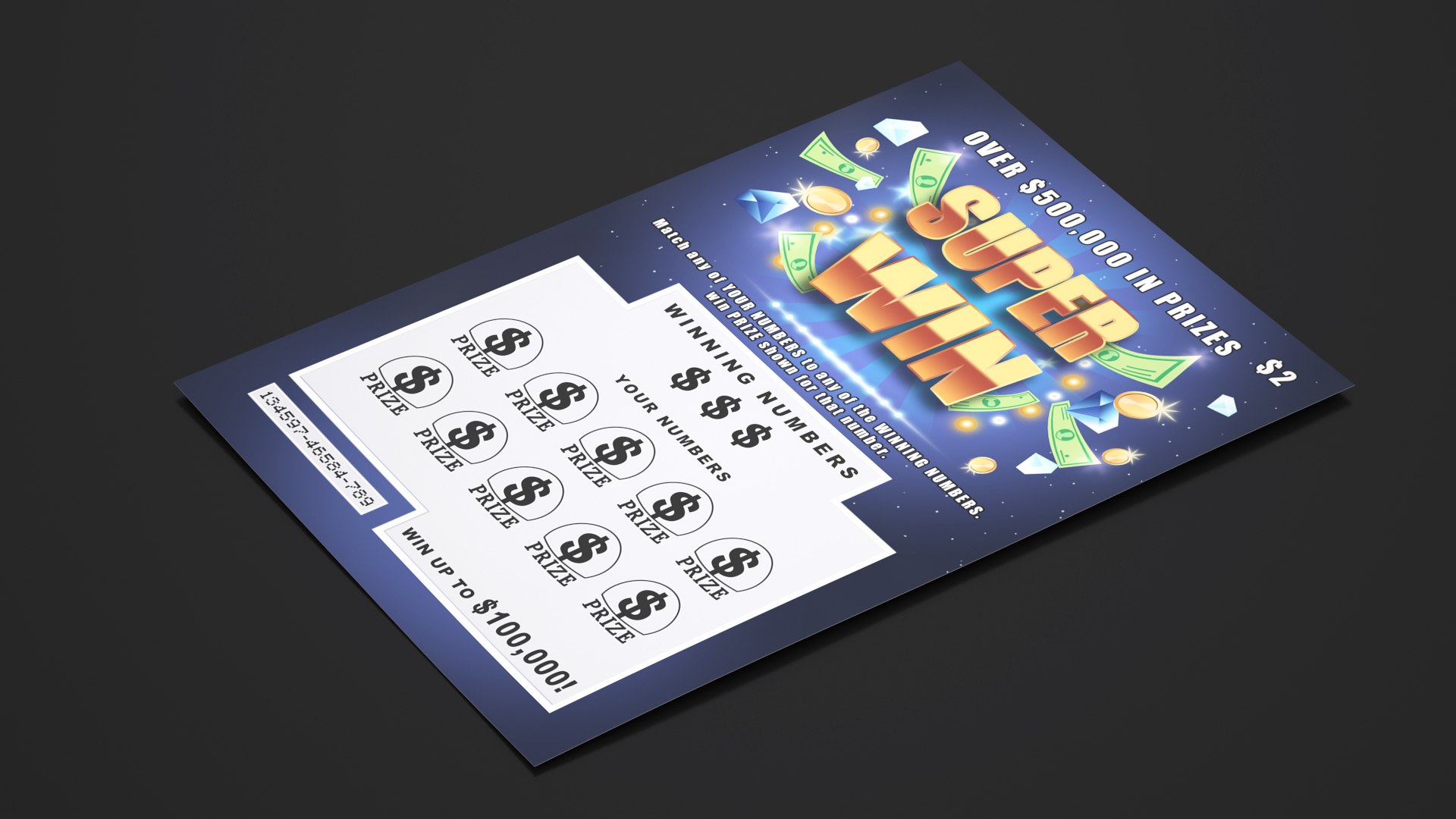 Super Win Scratch Lottery Ticket Model - TurboSquid 2115651