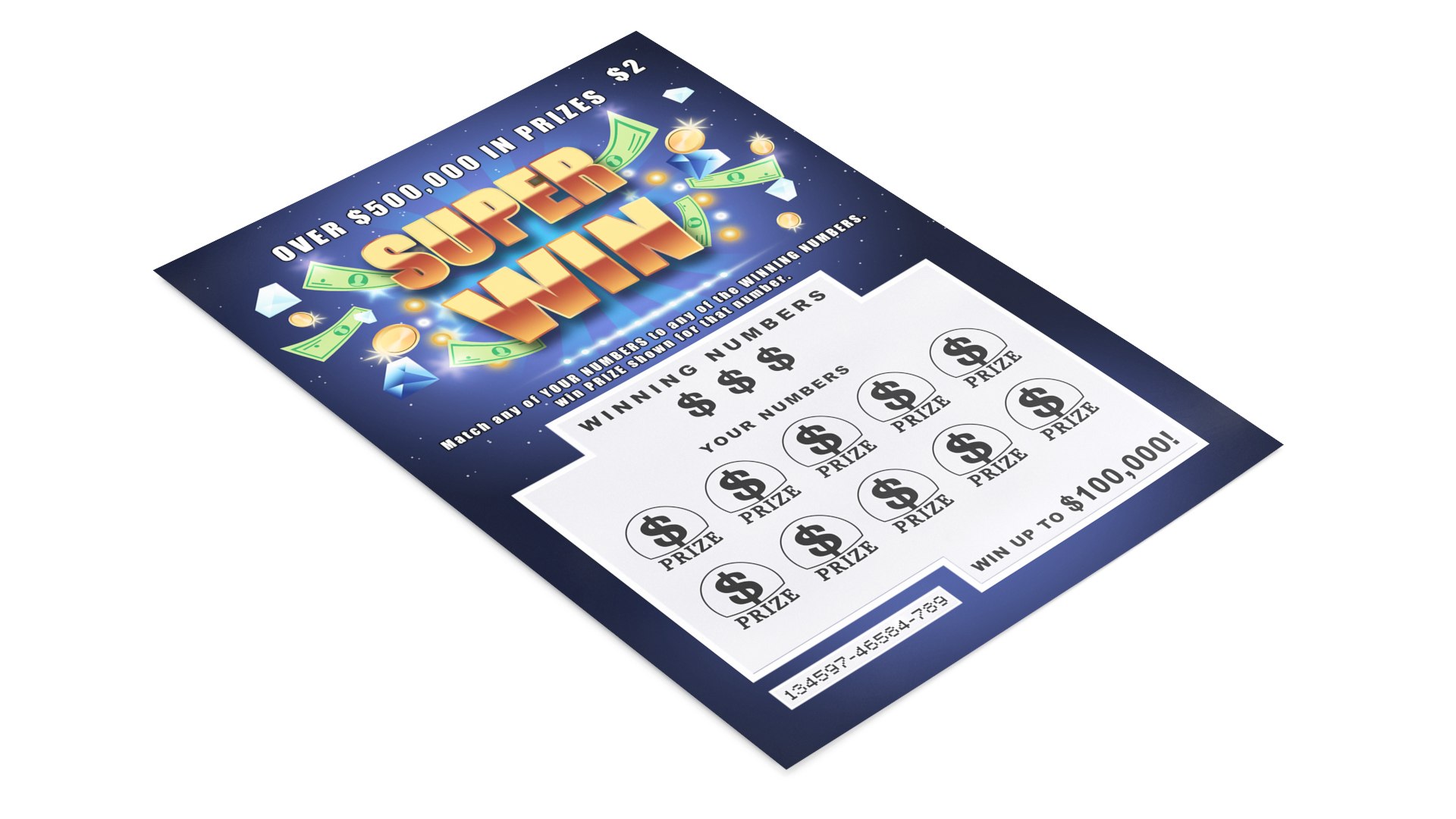 Super Win Scratch Lottery Ticket Model - TurboSquid 2115651