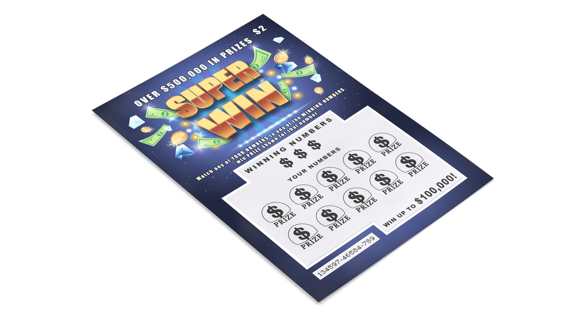 Super Win Scratch Lottery Ticket Model - TurboSquid 2115651