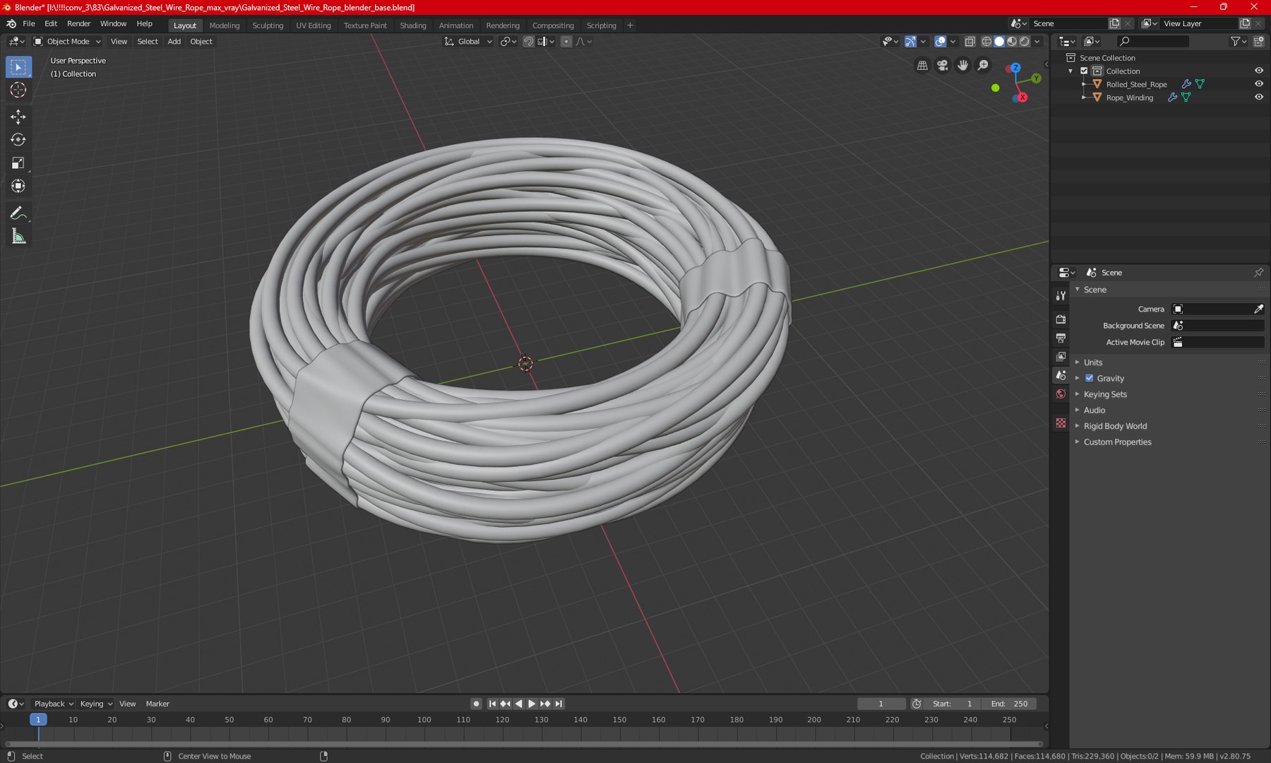 Galvanized Steel Wire Rope 3D - TurboSquid 2271683