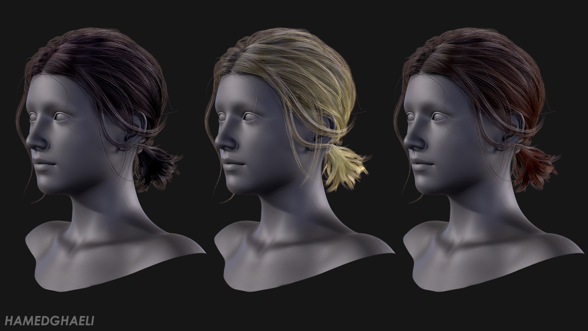 Real Time Hair Card Female Hairstyle 3D Model - TurboSquid 2065155