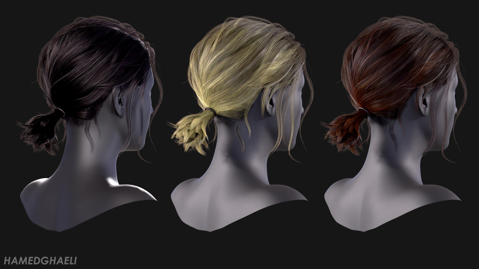 Real Time Hair Card Female Hairstyle 3D Model - TurboSquid 2065155