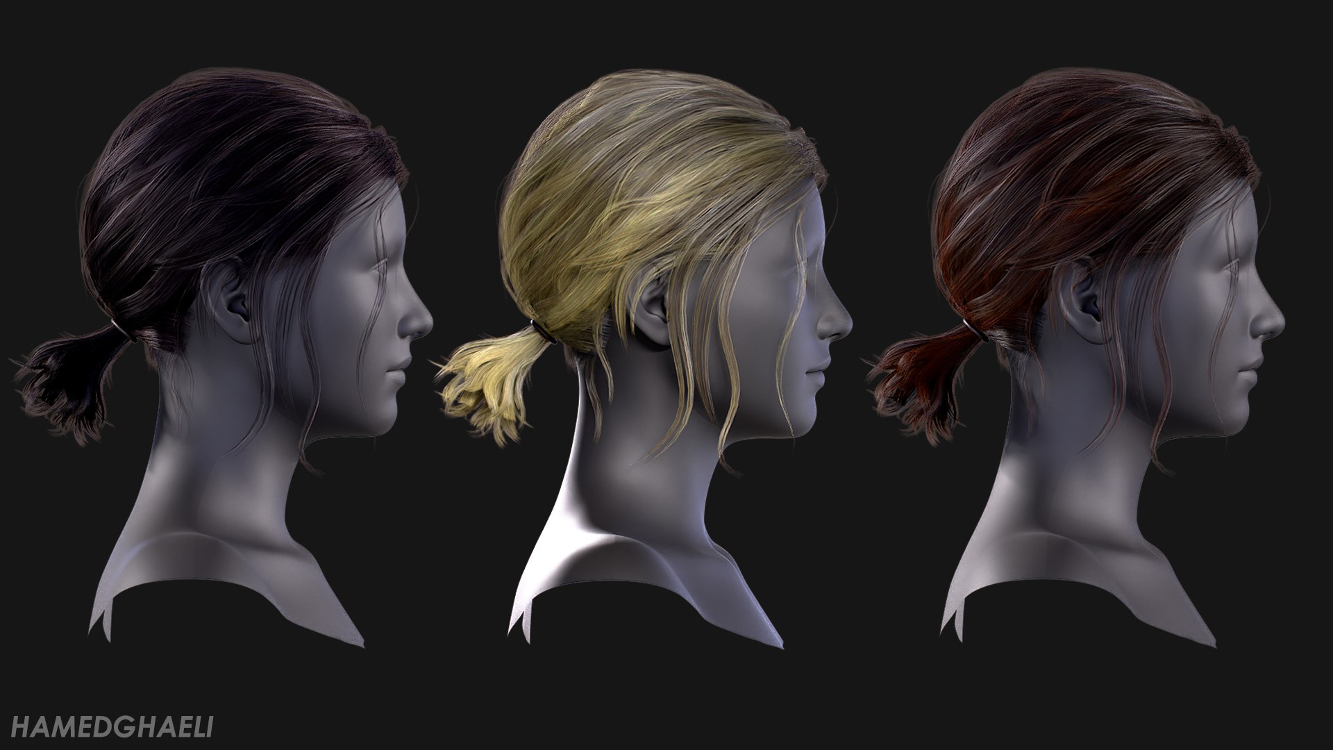 Real Time Hair Card Female Hairstyle 3D Model - TurboSquid 2065155