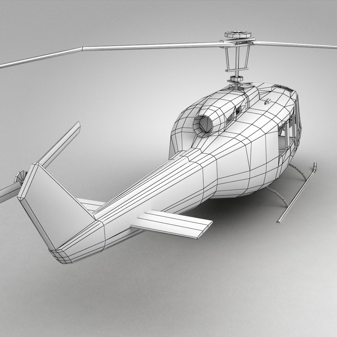 3d Model Rusty Helicopter Bell Uh-1