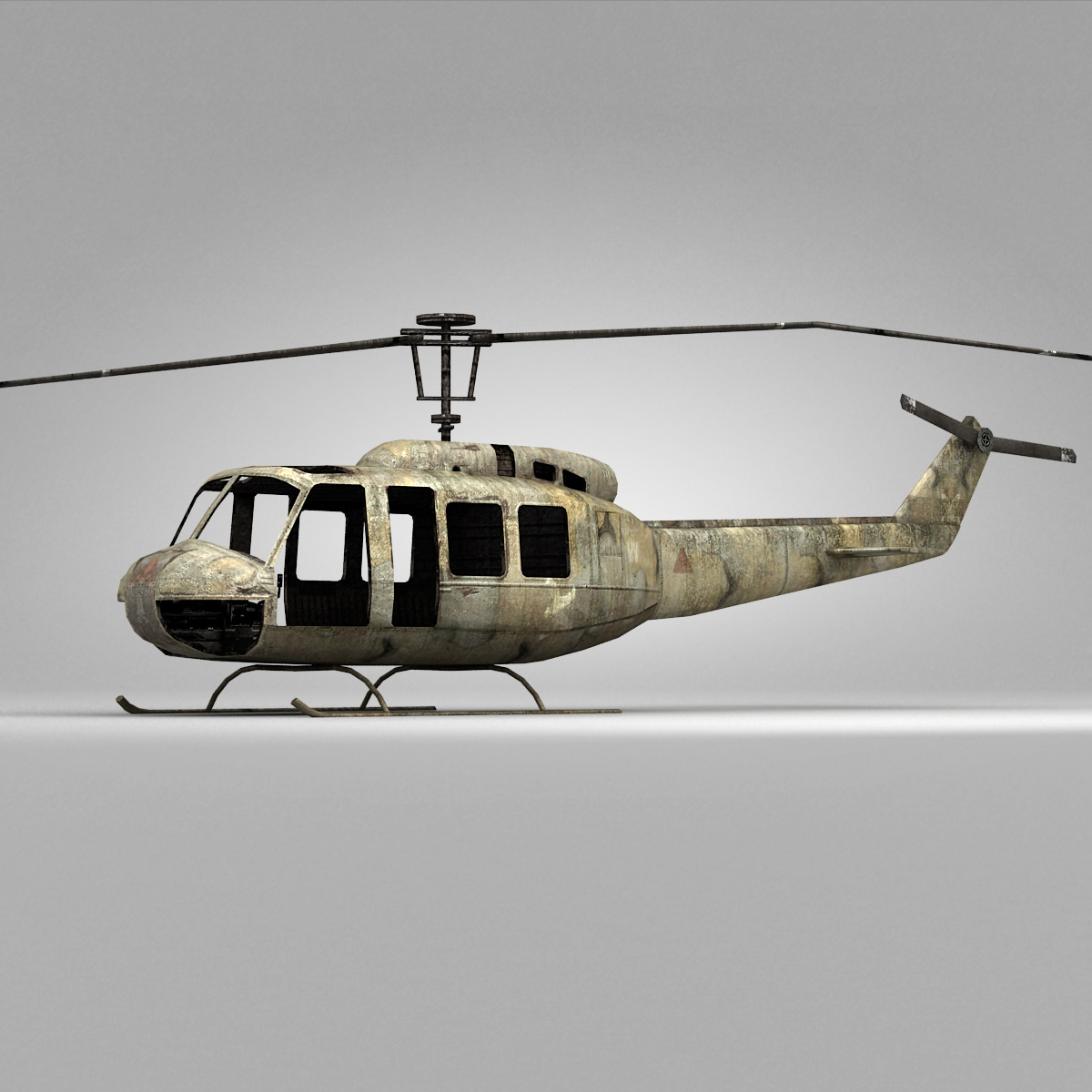 3d model rusty helicopter bell uh-1