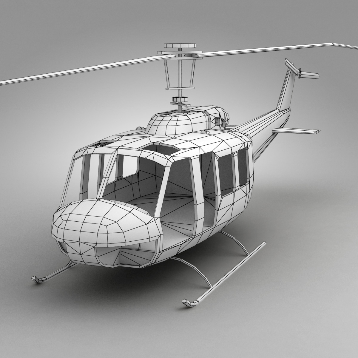 3d model rusty helicopter bell uh-1