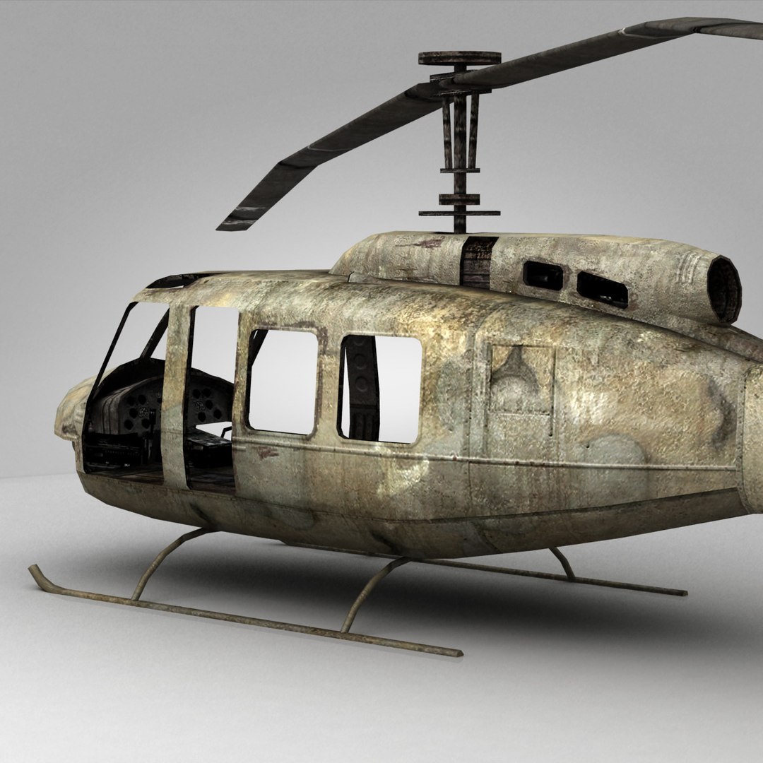 3d Model Rusty Helicopter Bell Uh-1