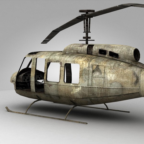 3d model rusty helicopter bell uh-1