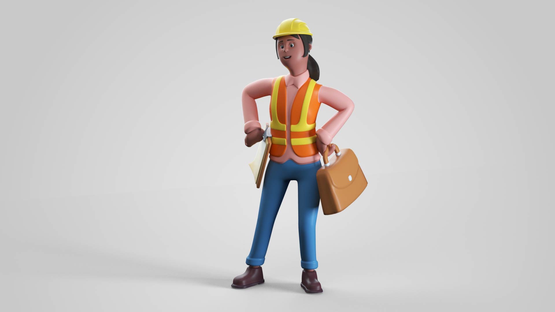 Cartoon Woman Engineer - Rigged 3D model - TurboSquid 1998567