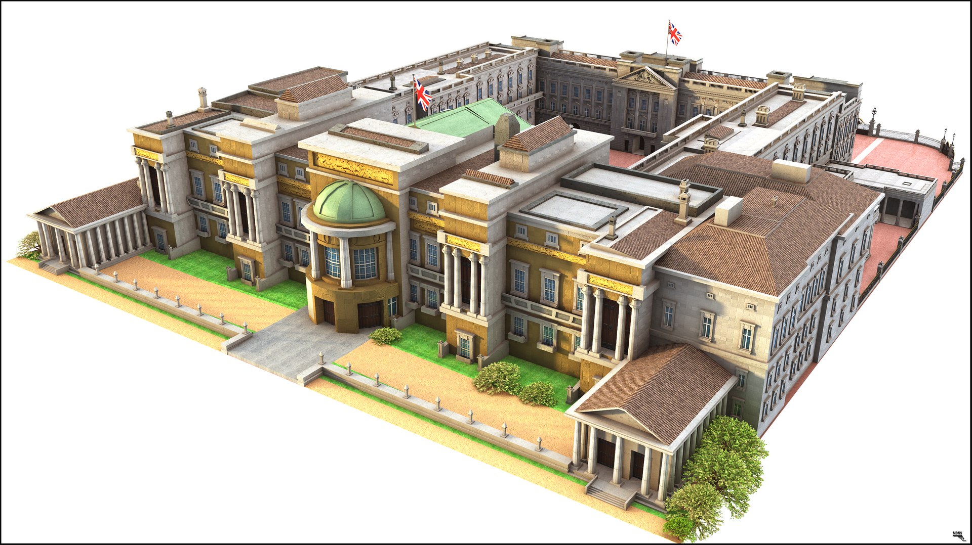 3D Buckingham London Palace Model - TurboSquid 1169901