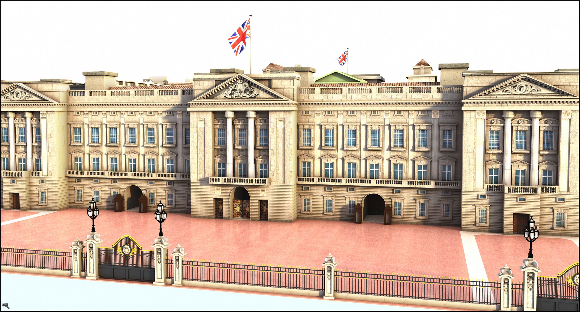 3D Buckingham London Palace Model - TurboSquid 1169901