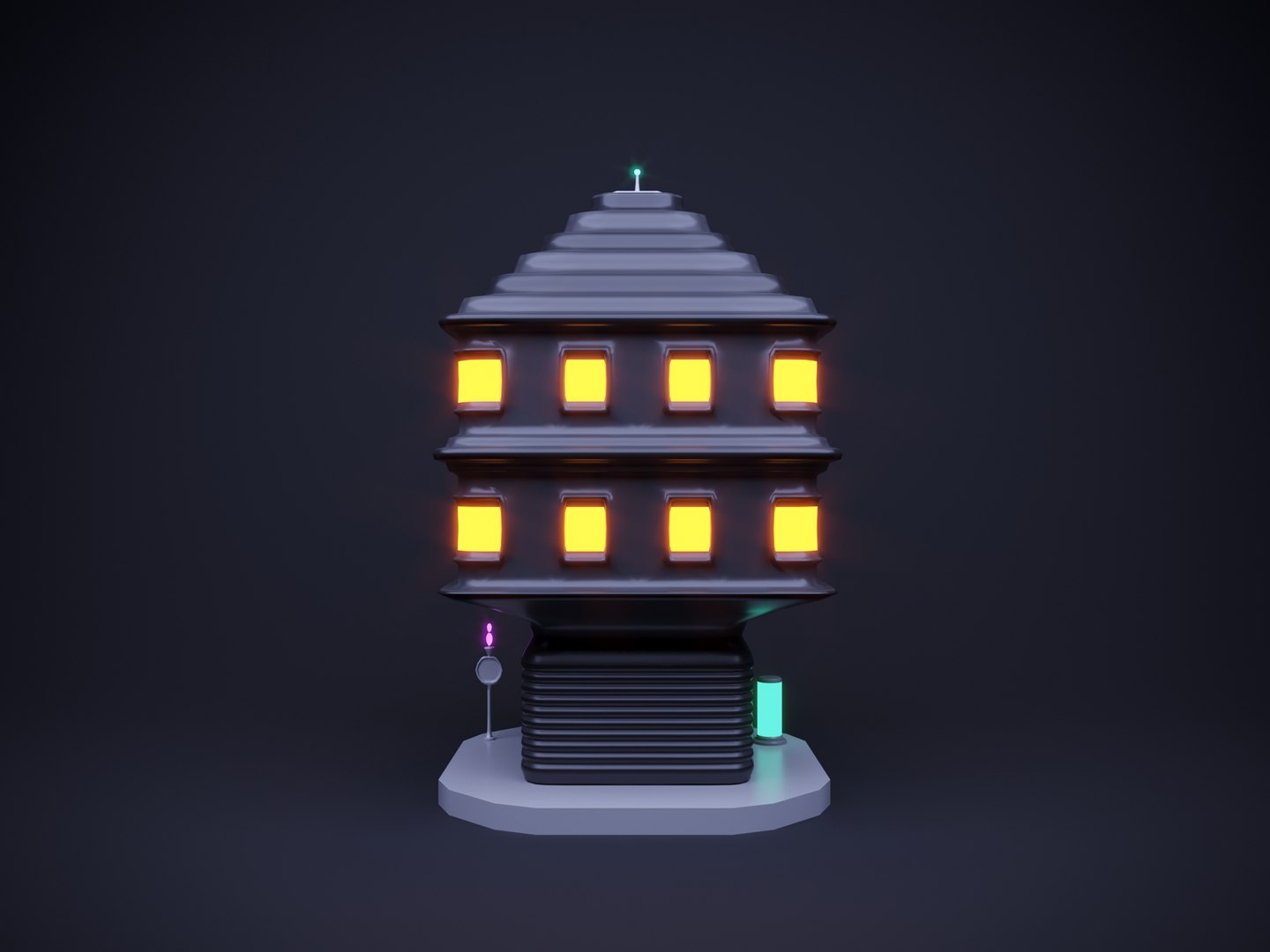 3D Cute Cartoon Sci-fi Futuristic Privat House Low Poly Variation 3 ...